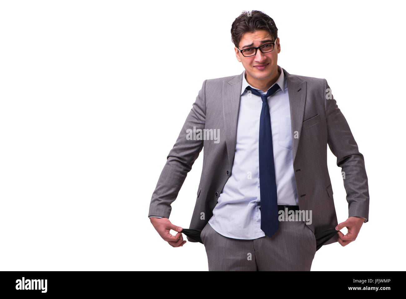 Bankrupt businessman isolated on white background Stock Photo - Alamy