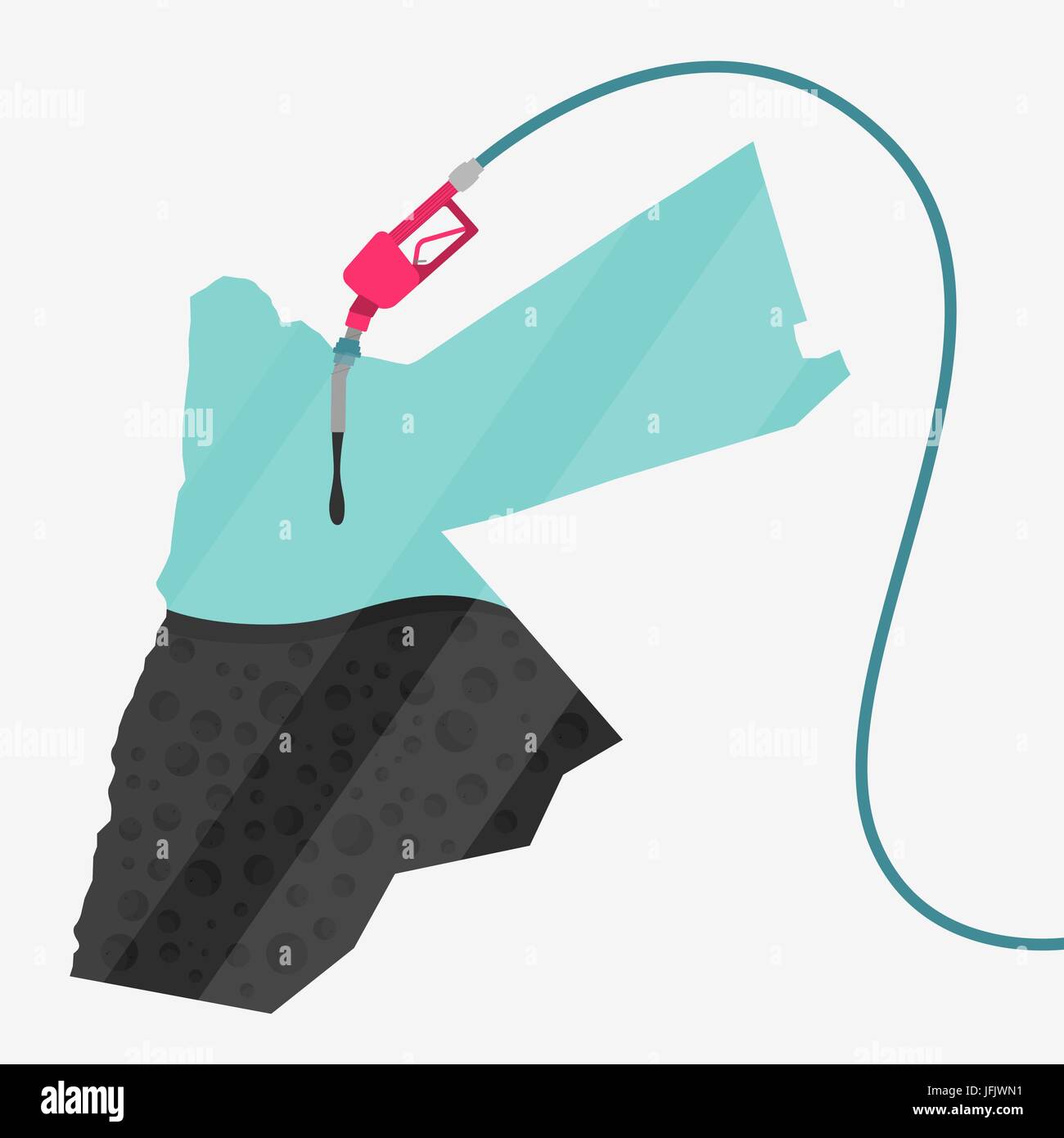 Map of Jordan being fueled by oil. Gas pump fueled map. On the map ...