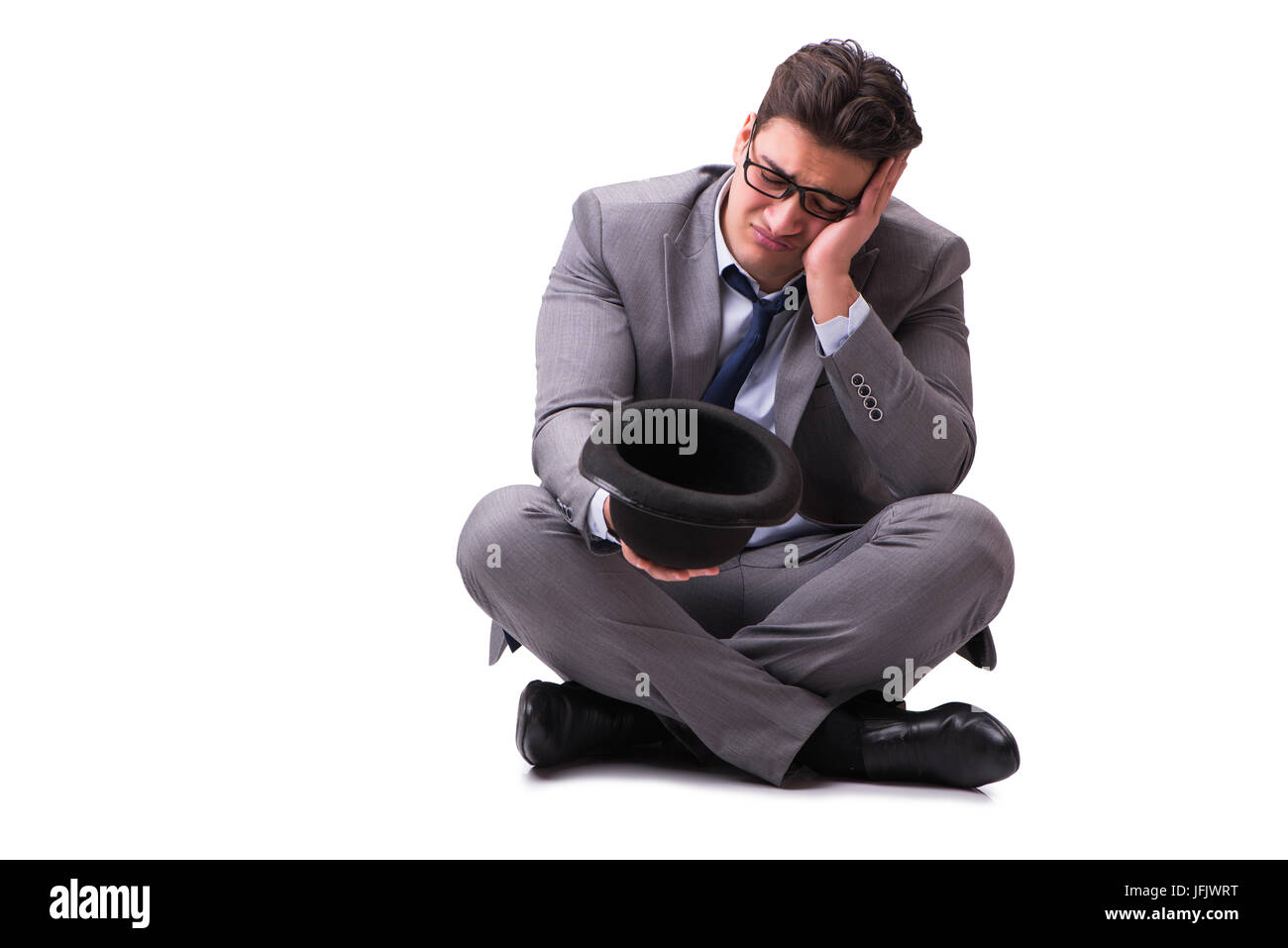 Bankrupt businessman isolated on white background Stock Photo - Alamy