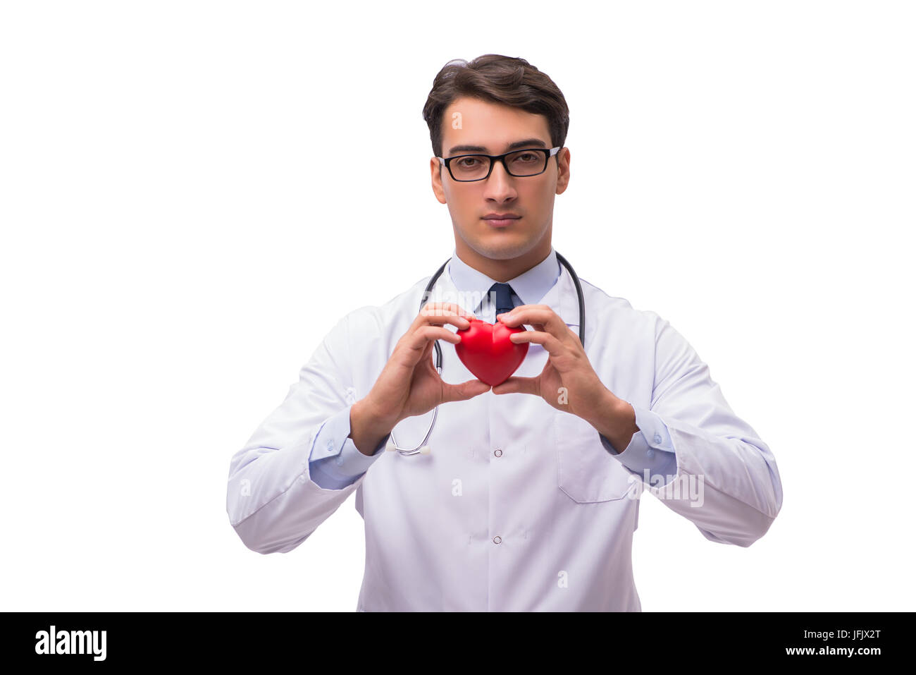 The doctor with heart isolated on white background Stock Photo - Alamy