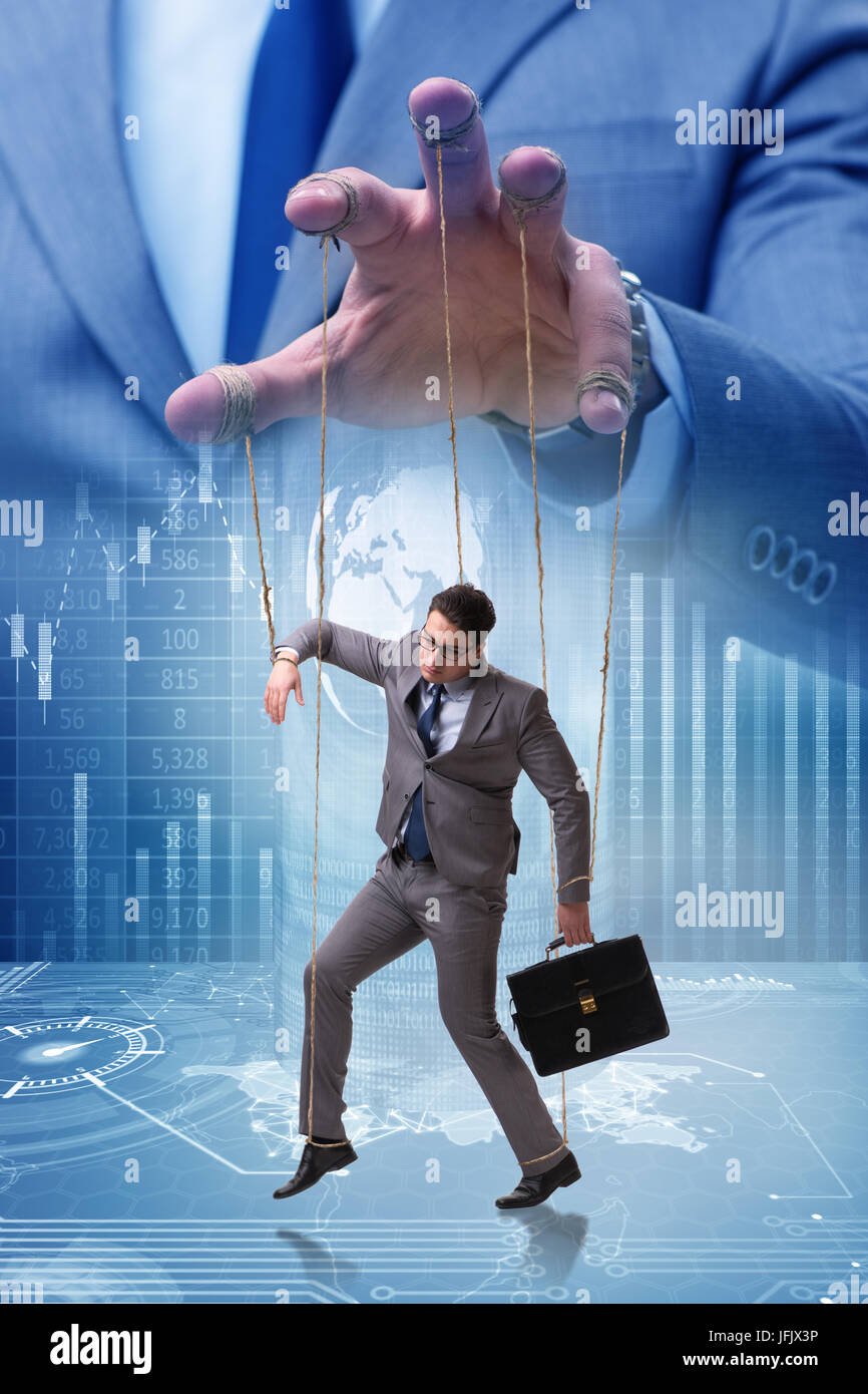 The businessman puppet being manipulated by boss Stock Photo - Alamy