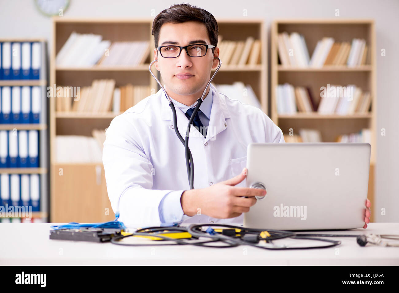 The it technician repairing broken laptop notebook computer Stock Photo ...