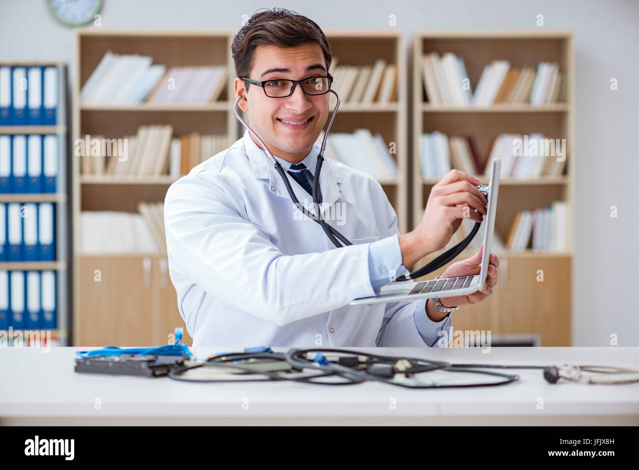 The it technician repairing broken laptop notebook computer Stock Photo ...
