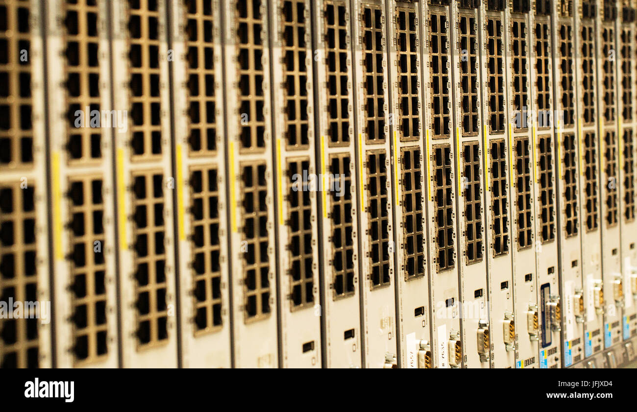 Network switch connections for network cable RJ45 Stock Photo - Alamy