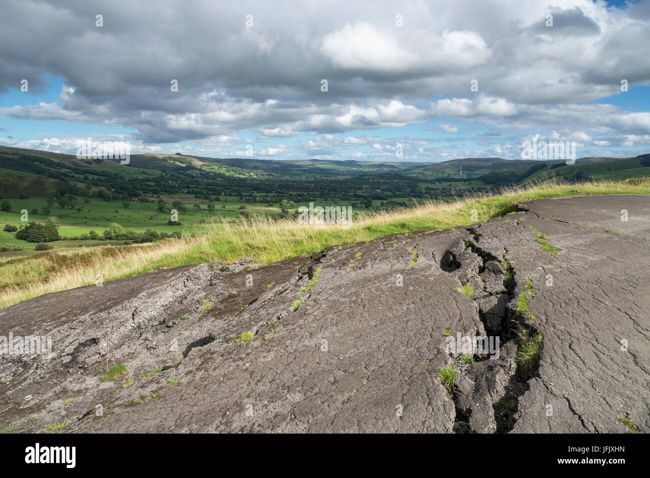 The old abandoned road below Mam Tor near Castleton, Derbyshire ...