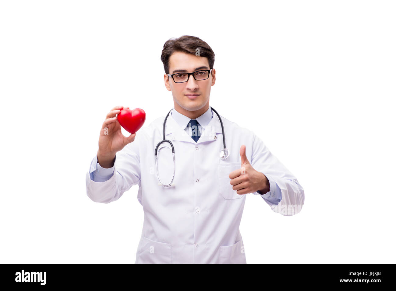 Doctor with heart isolated on white background Stock Photo - Alamy