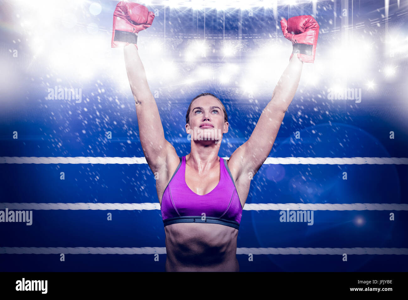 Female bodybuilder with arms raised hi-res stock photography and images ...