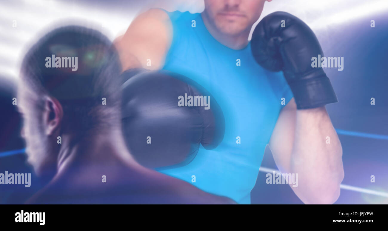 Composite image of rear view of boxer standing Stock Photo - Alamy