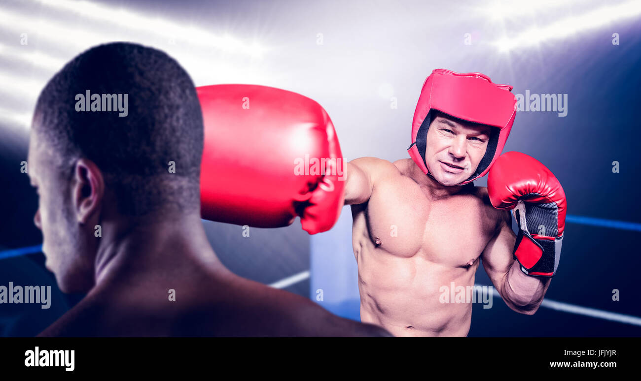 Composite image of rear view of boxer standing Stock Photo - Alamy