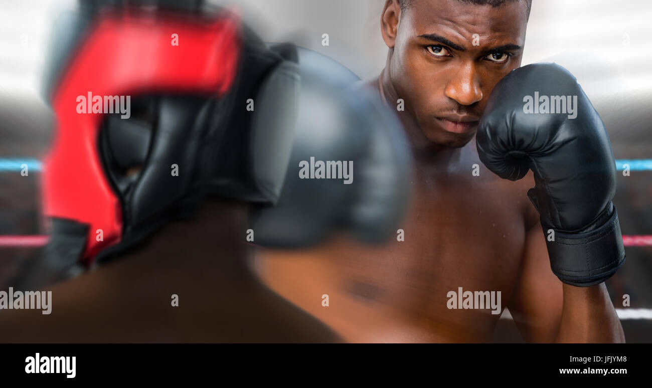 Composite image of rear view of boxer standing Stock Photo - Alamy