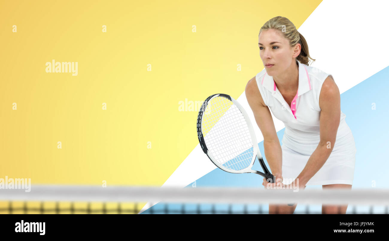 Composite image of athlete playing tennis with a racket Stock Photo - Alamy