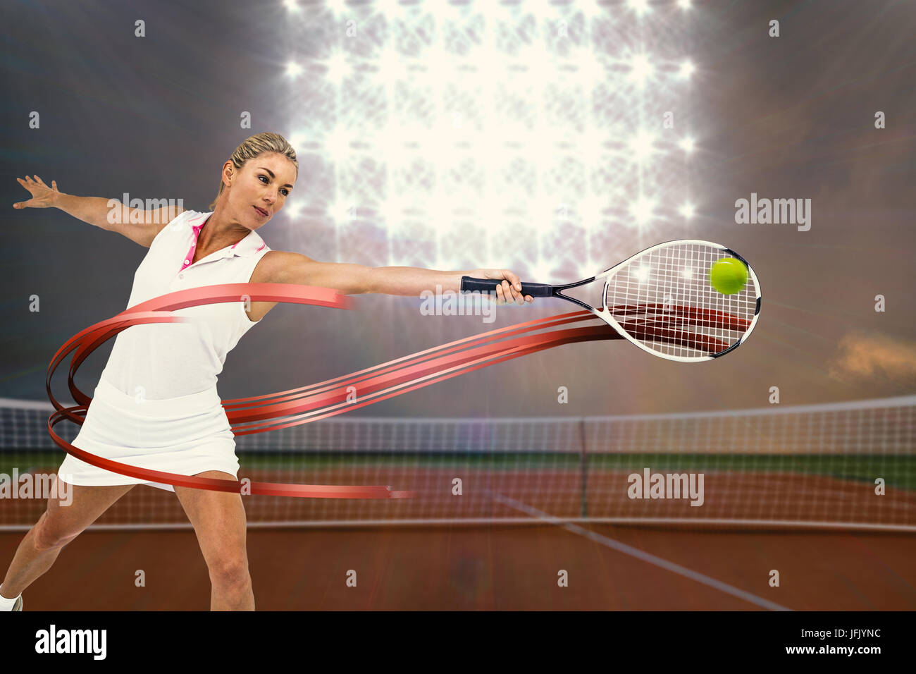 Composite image of athlete playing tennis with a racket Stock Photo - Alamy
