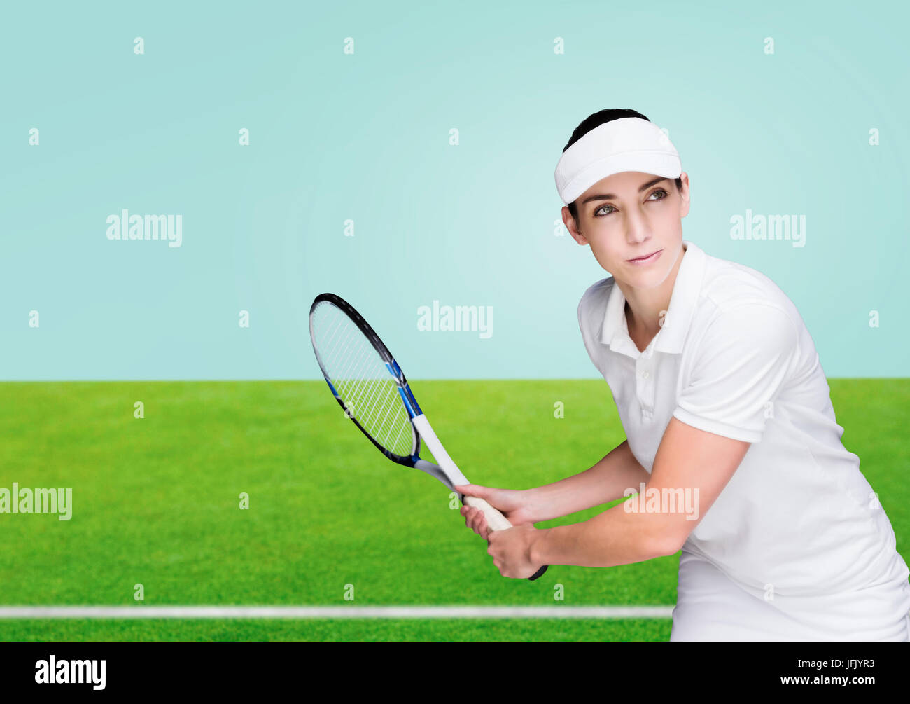 Composite image of female athlete playing tennis Stock Photo - Alamy