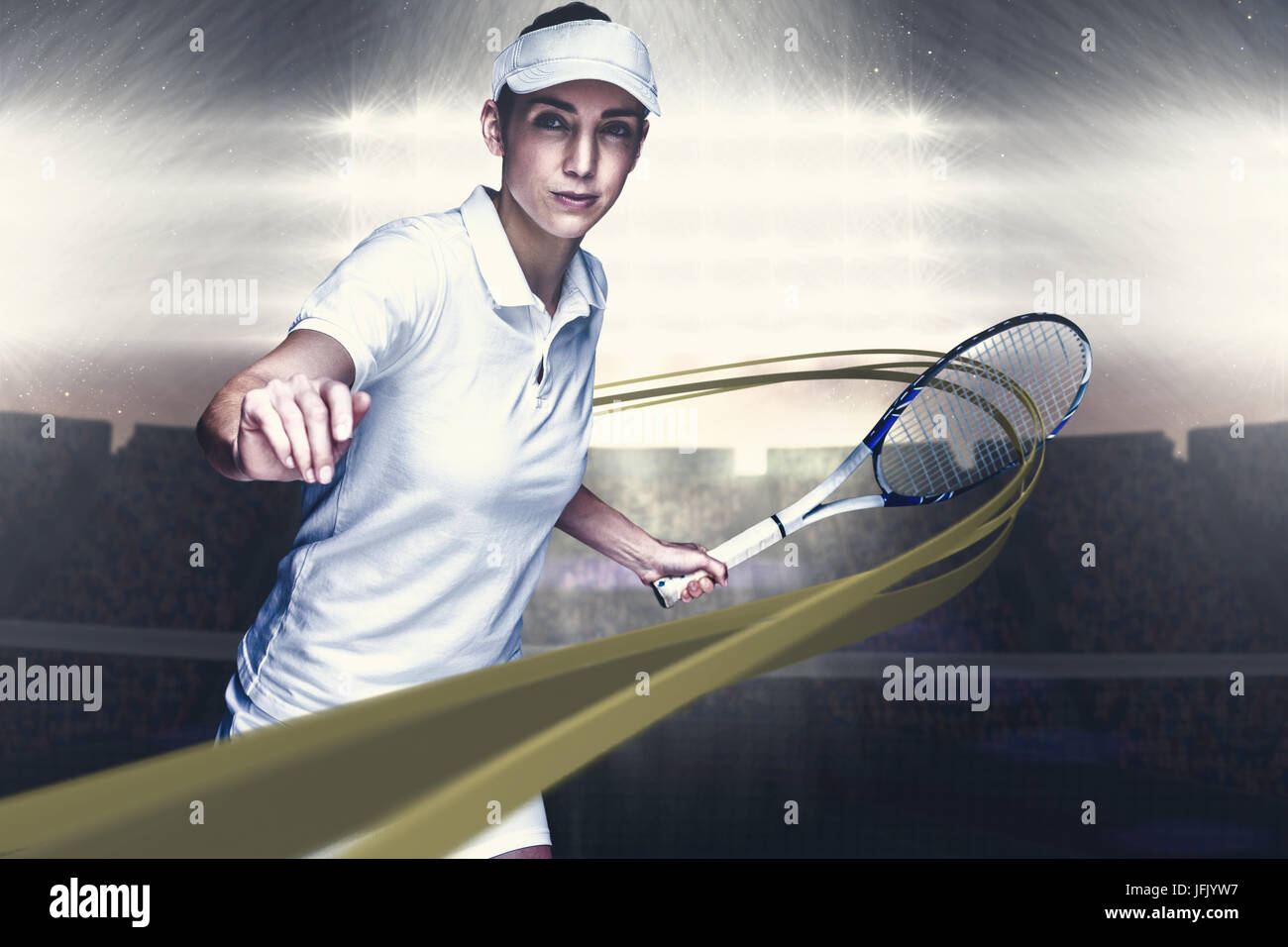 Composite image of female athlete playing tennis Stock Photo - Alamy