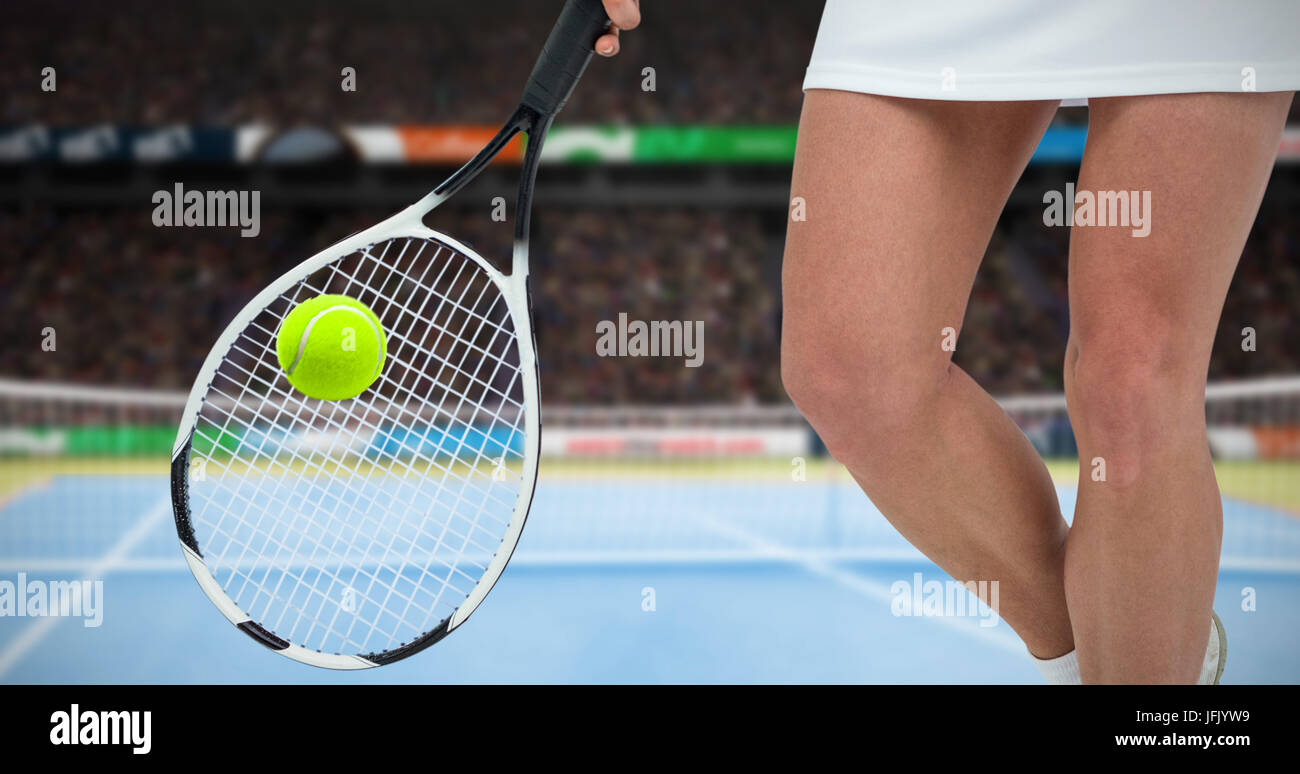 Composite image of athlete playing tennis with a racket Stock Photo - Alamy
