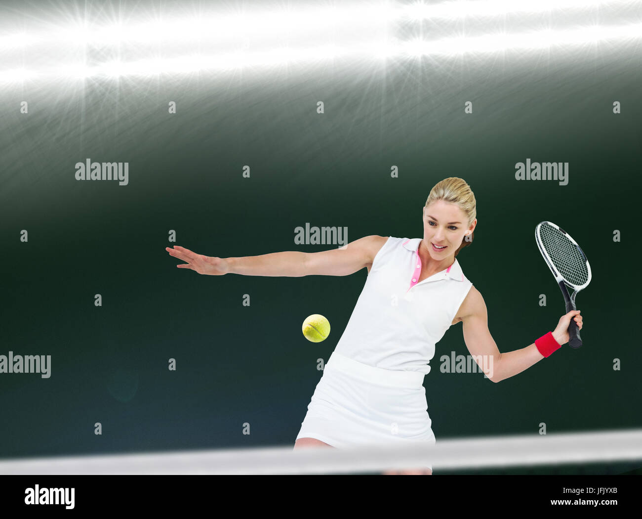 Composite image of athlete playing tennis with a racket Stock Photo - Alamy