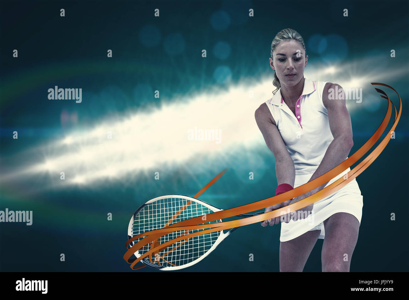 Composite image of athlete playing tennis with a racket Stock Photo - Alamy