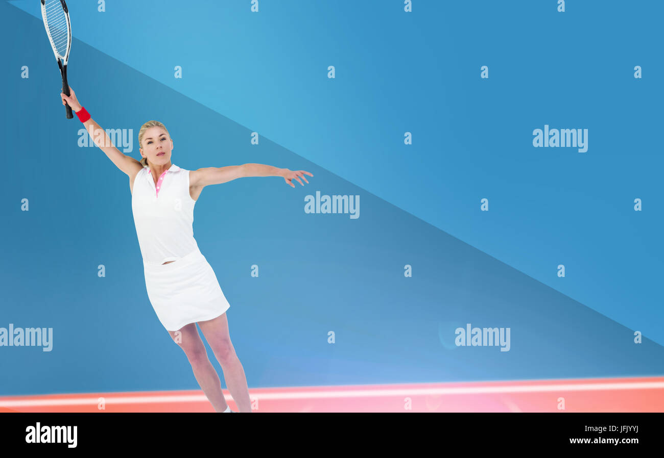 Composite image of athlete playing tennis with a racket Stock Photo - Alamy