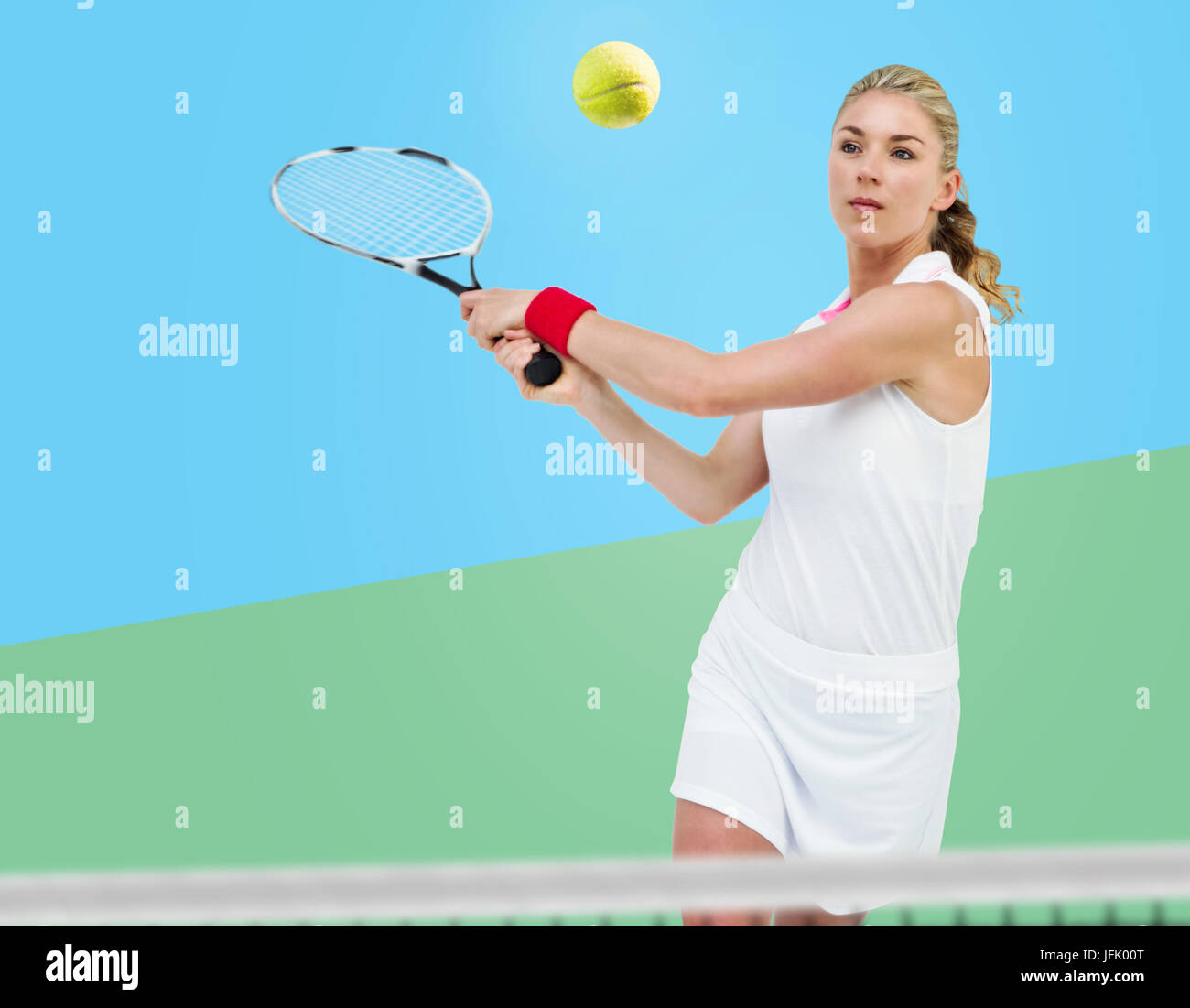 Composite image of athlete playing tennis with a racket Stock Photo - Alamy