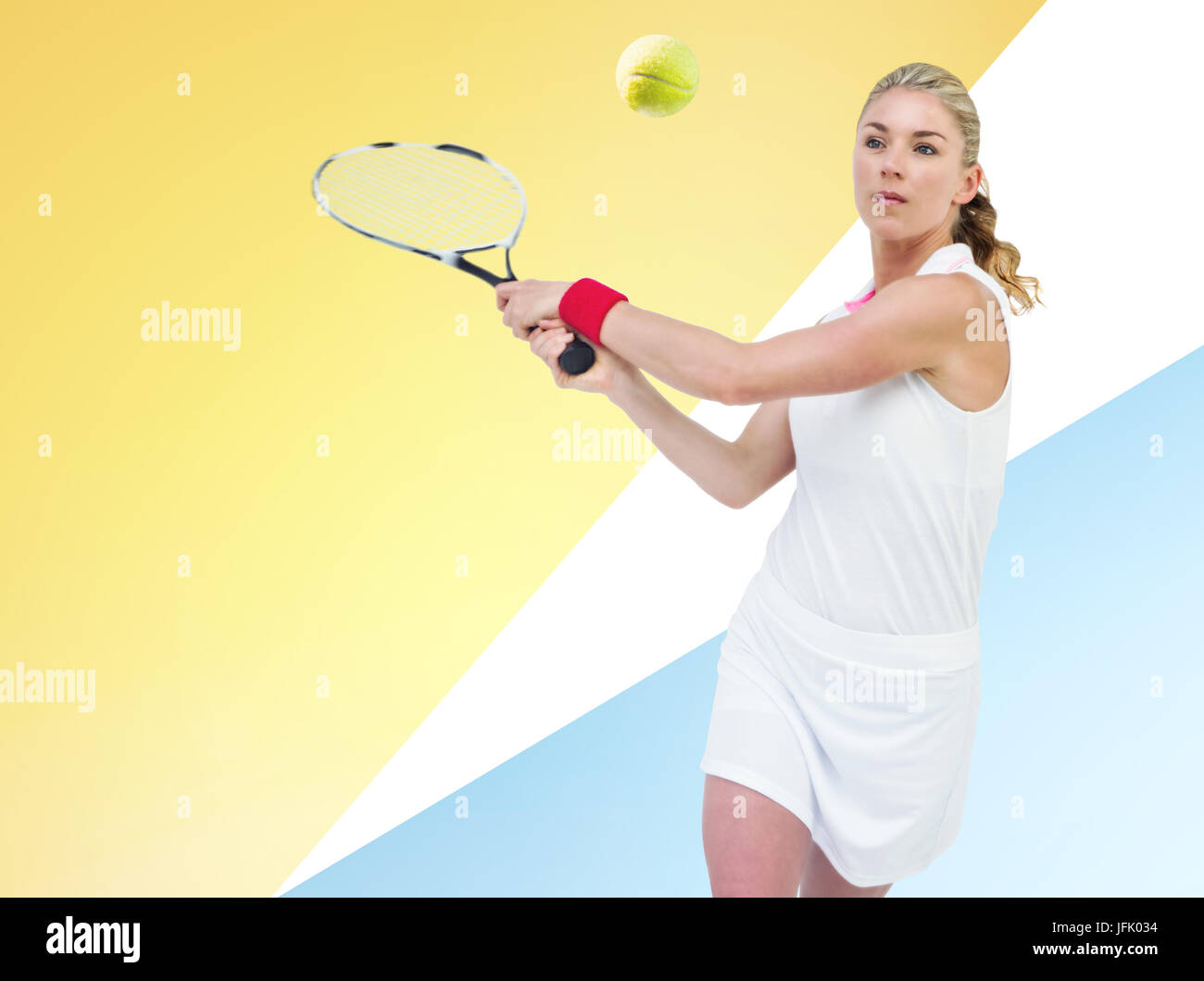 Composite image of athlete playing tennis with a racket Stock Photo - Alamy