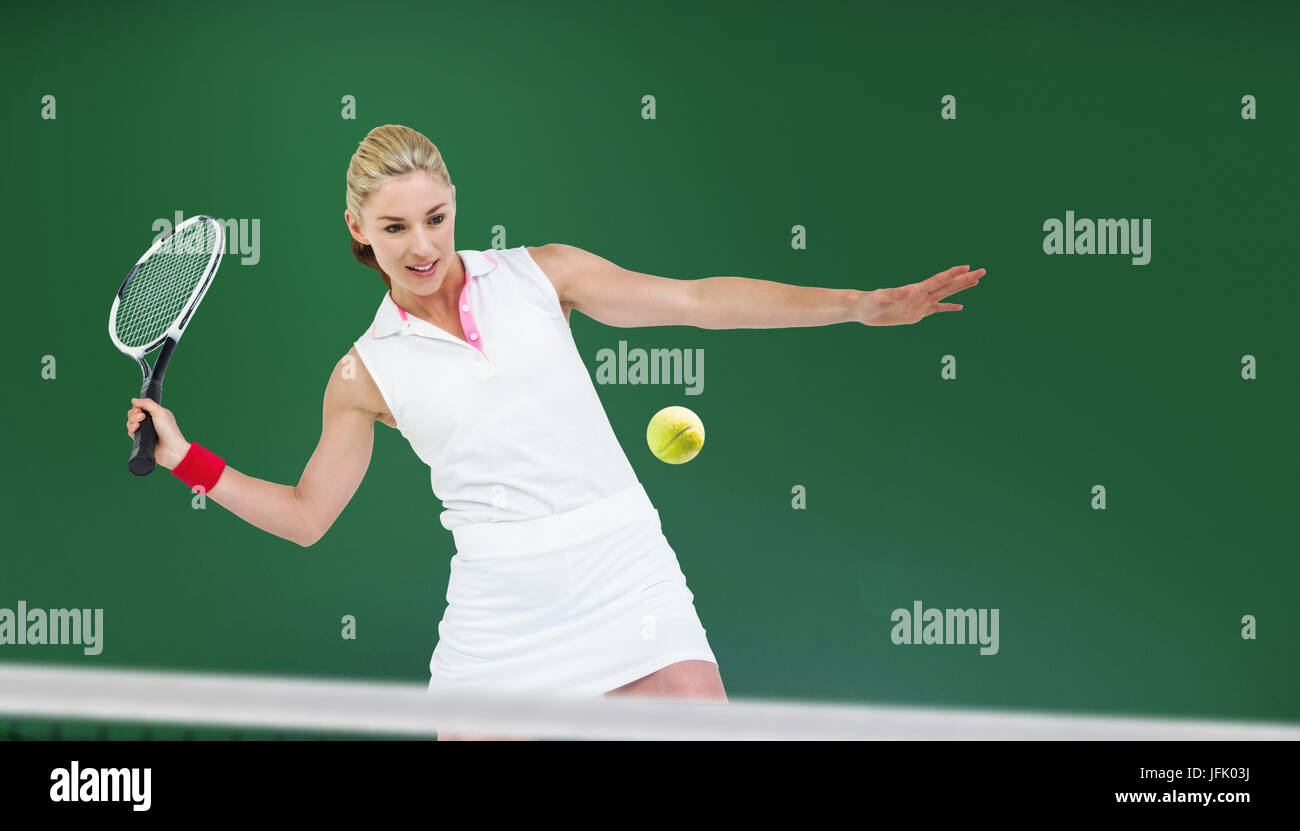 Composite image of athlete playing tennis with a racket Stock Photo - Alamy