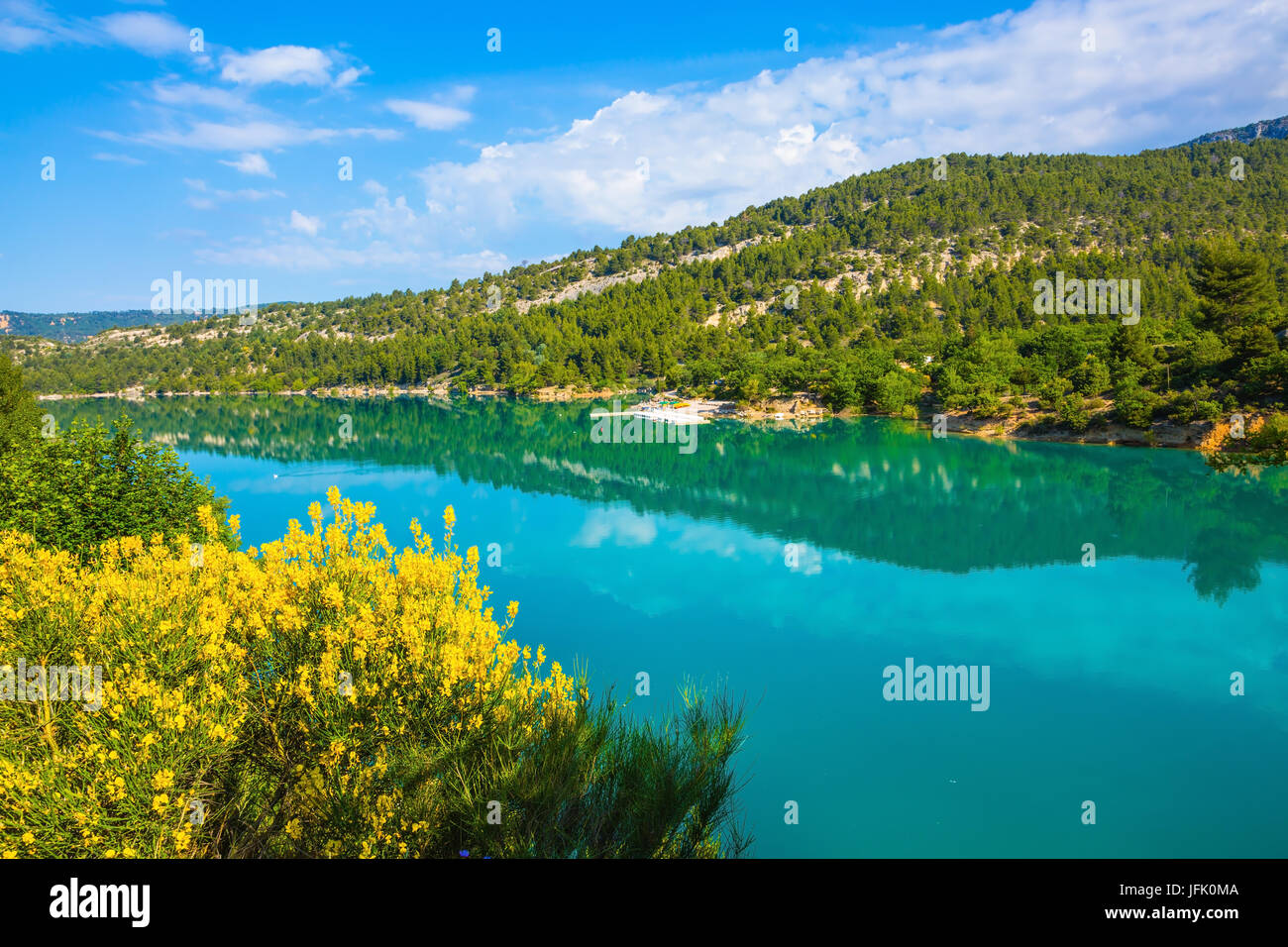 Spring Provence. Azure water reflects the clouds Stock Photo - Alamy