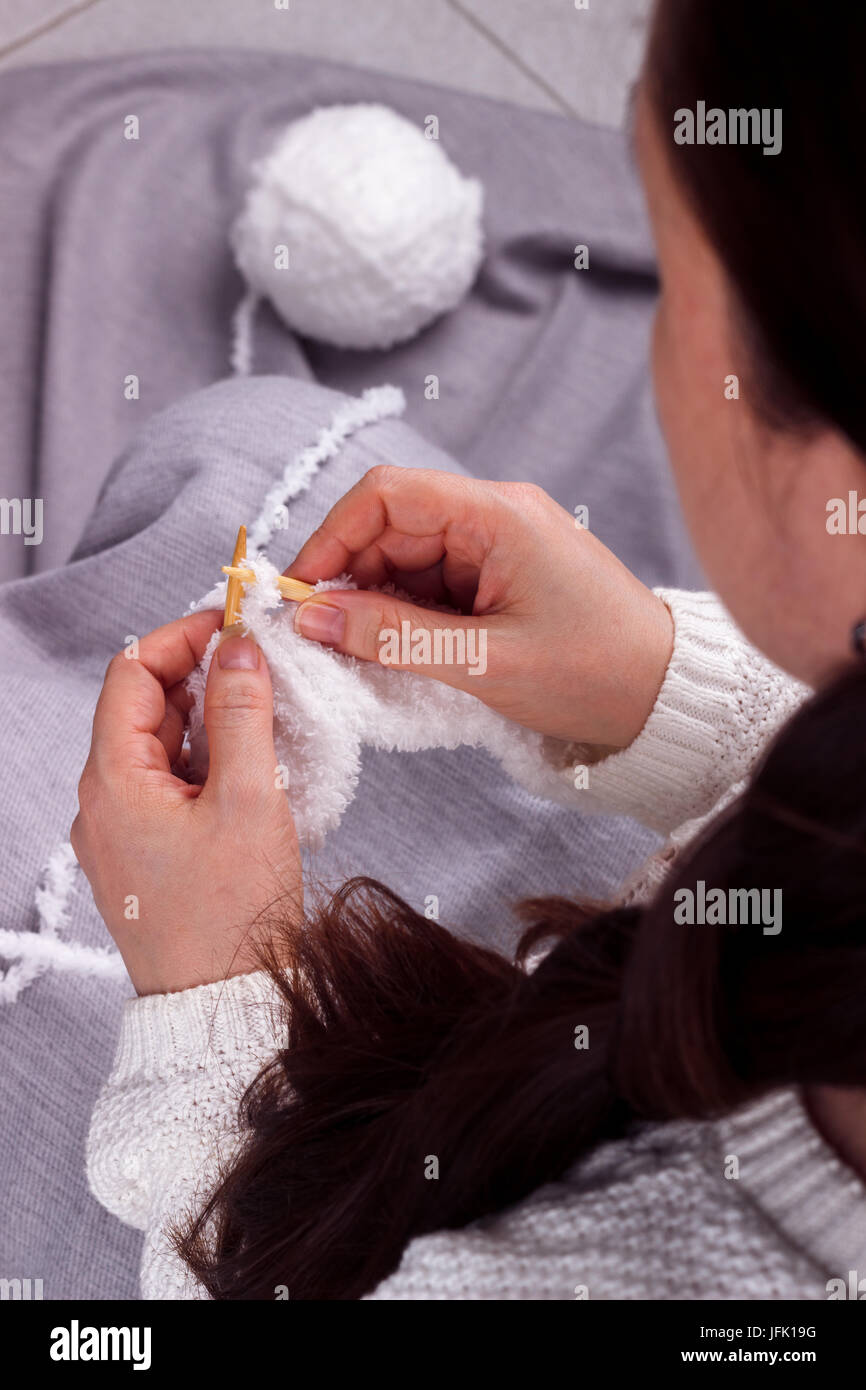 woman hands knitting Stock Photo - Alamy