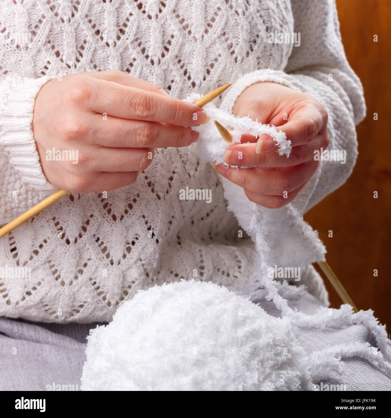 woman hands knitting Stock Photo - Alamy