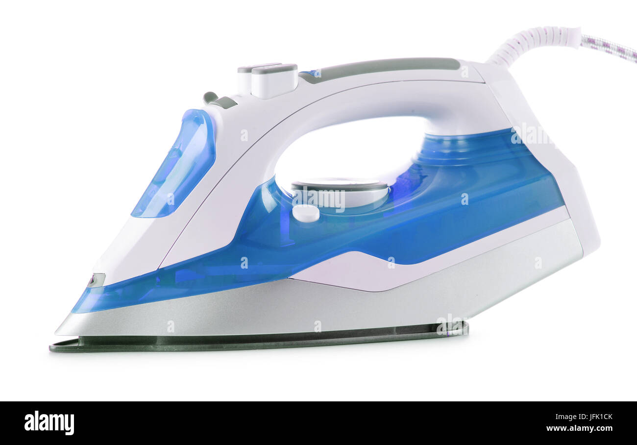 Modern electric iron isolated on white background Stock Photo - Alamy