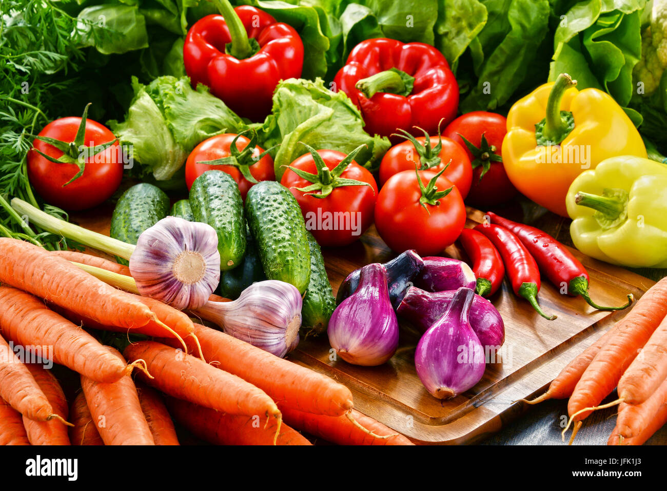 Composition with variety of fresh organic vegetables Stock Photo - Alamy