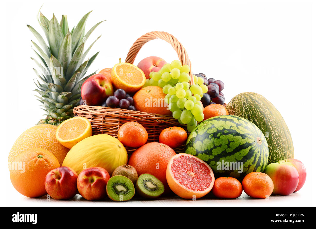Composition with assorted fruits. Balanced diet Stock Photo - Alamy