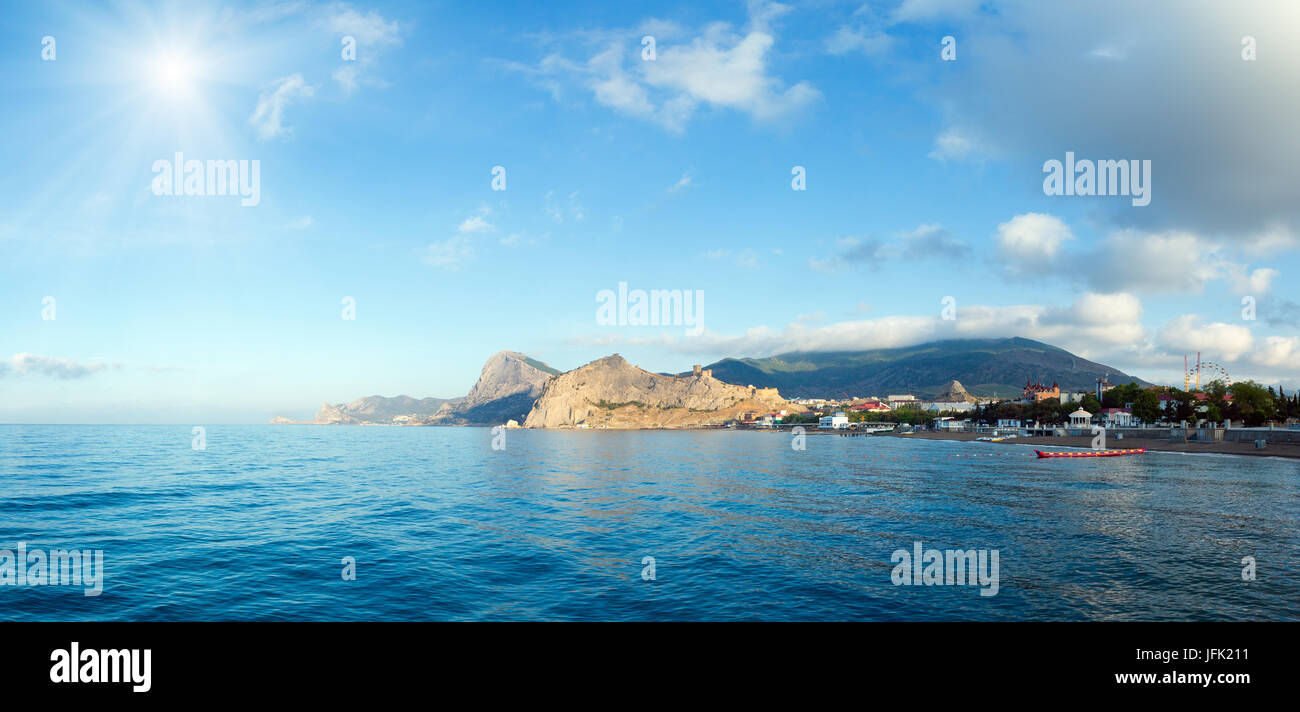 Genoese fortress and summer rocky coastline (Crimea, Ukraine Stock ...