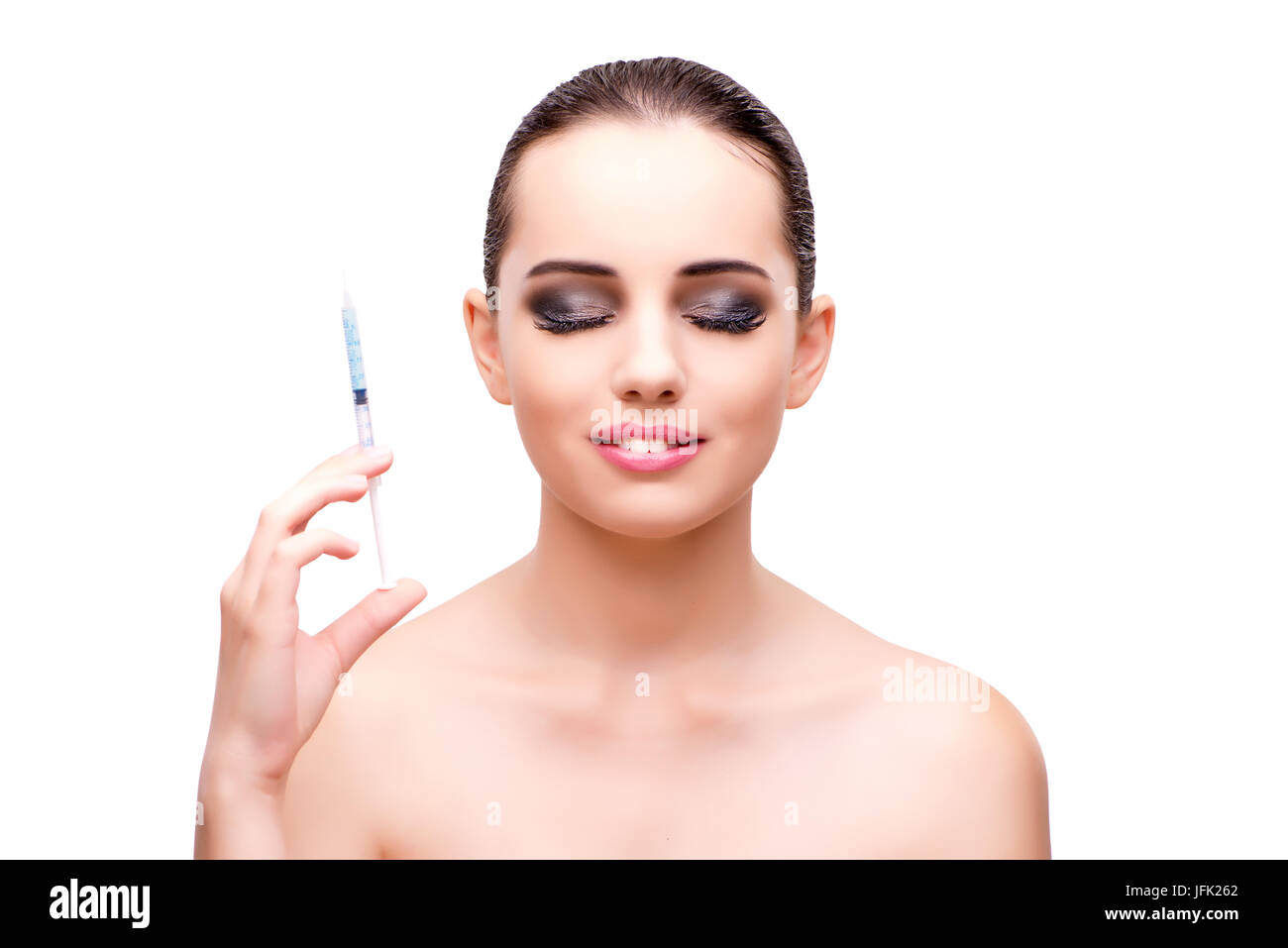 Woman undergoing plastic surgery isolated on white Stock Photo - Alamy