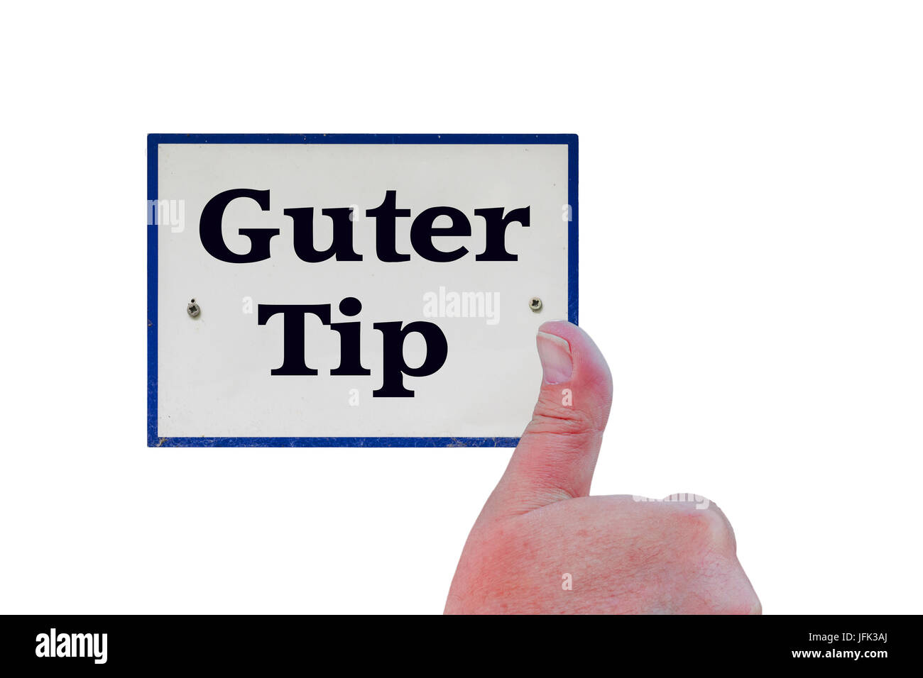 Plaque engraved with blue border and text Good tip Stock Photo - Alamy