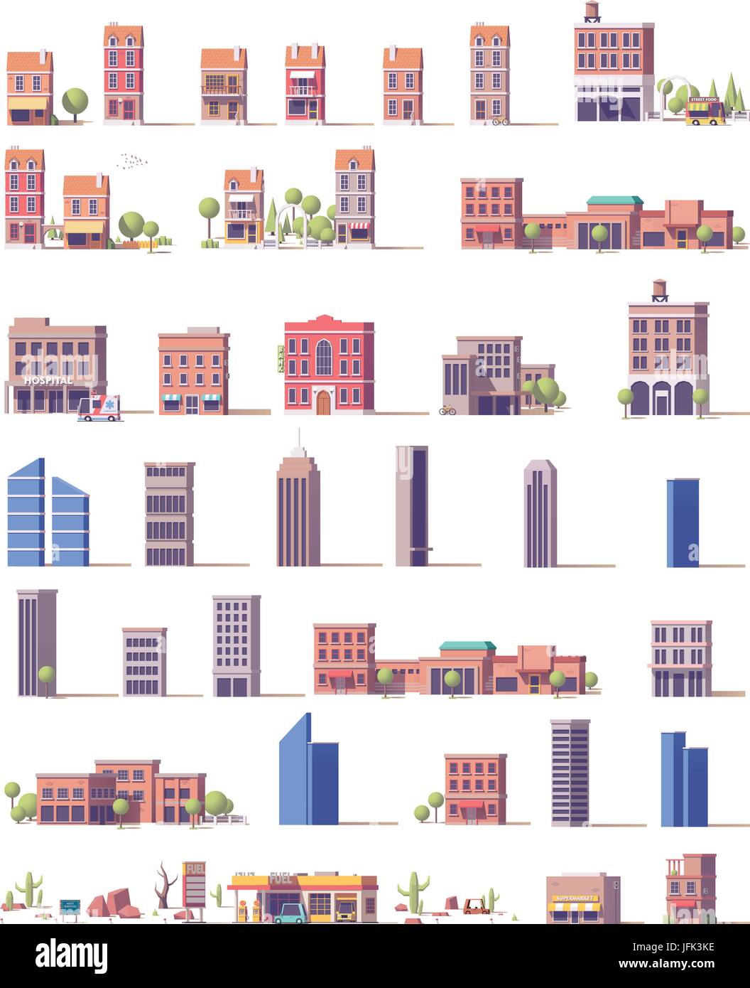 Vector low poly buildings set Stock Vector Image & Art - Alamy