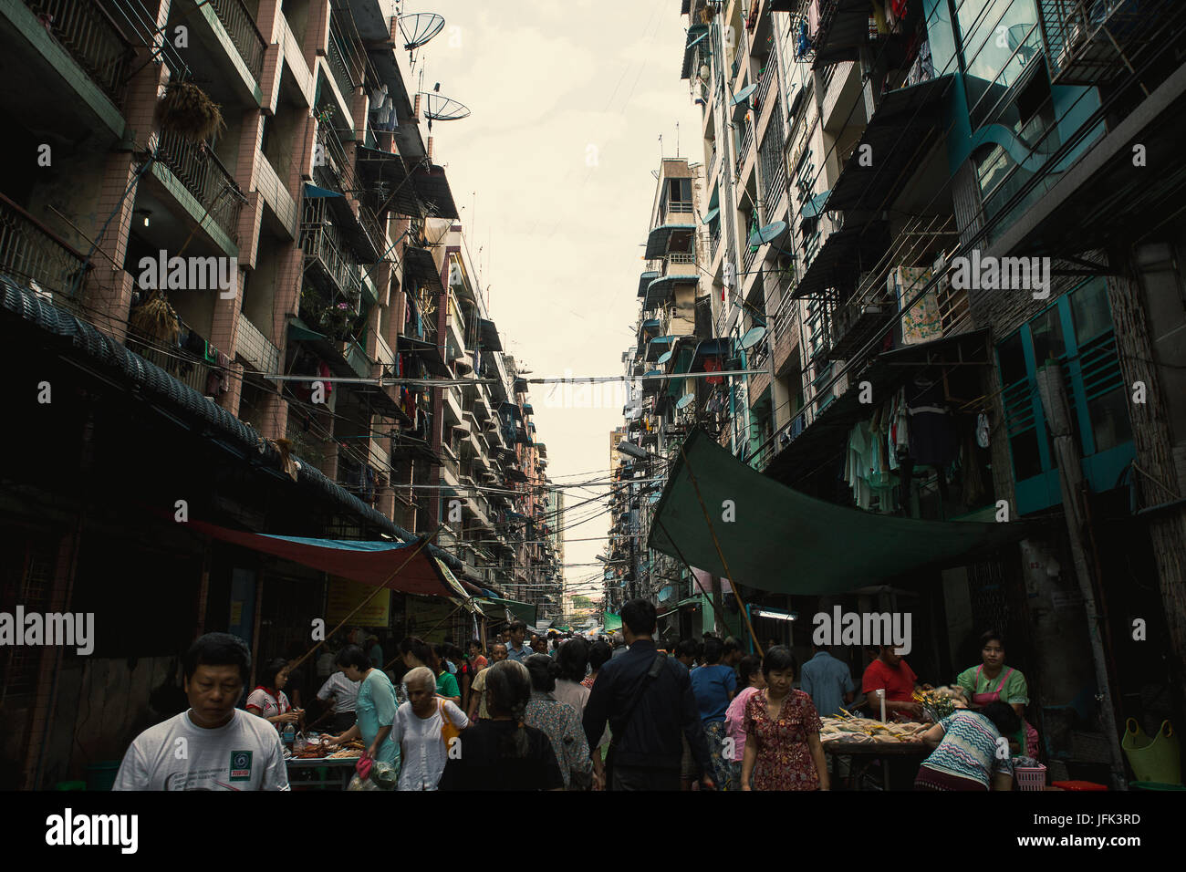 China town building and market in Yangon / Ragoon City Myanmar / Burma ...
