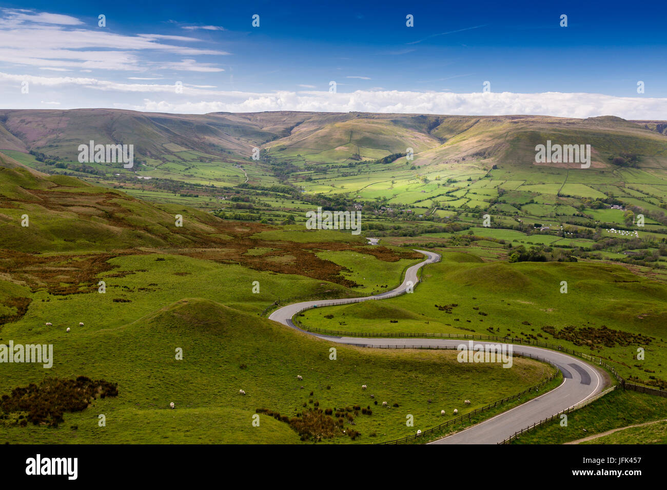 The western end of the Vale of Edale and Kinder Scout from the summit ...