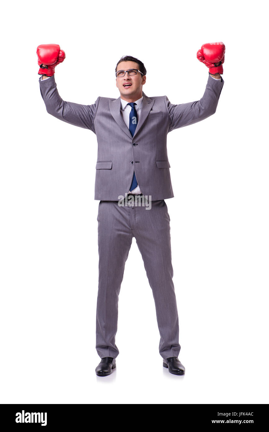 Businessman boxing isolated on the white background Stock Photo - Alamy