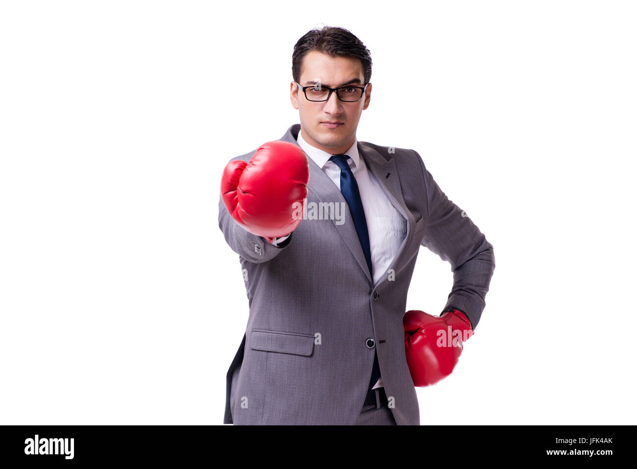 Businessman boxing isolated on the white background Stock Photo - Alamy