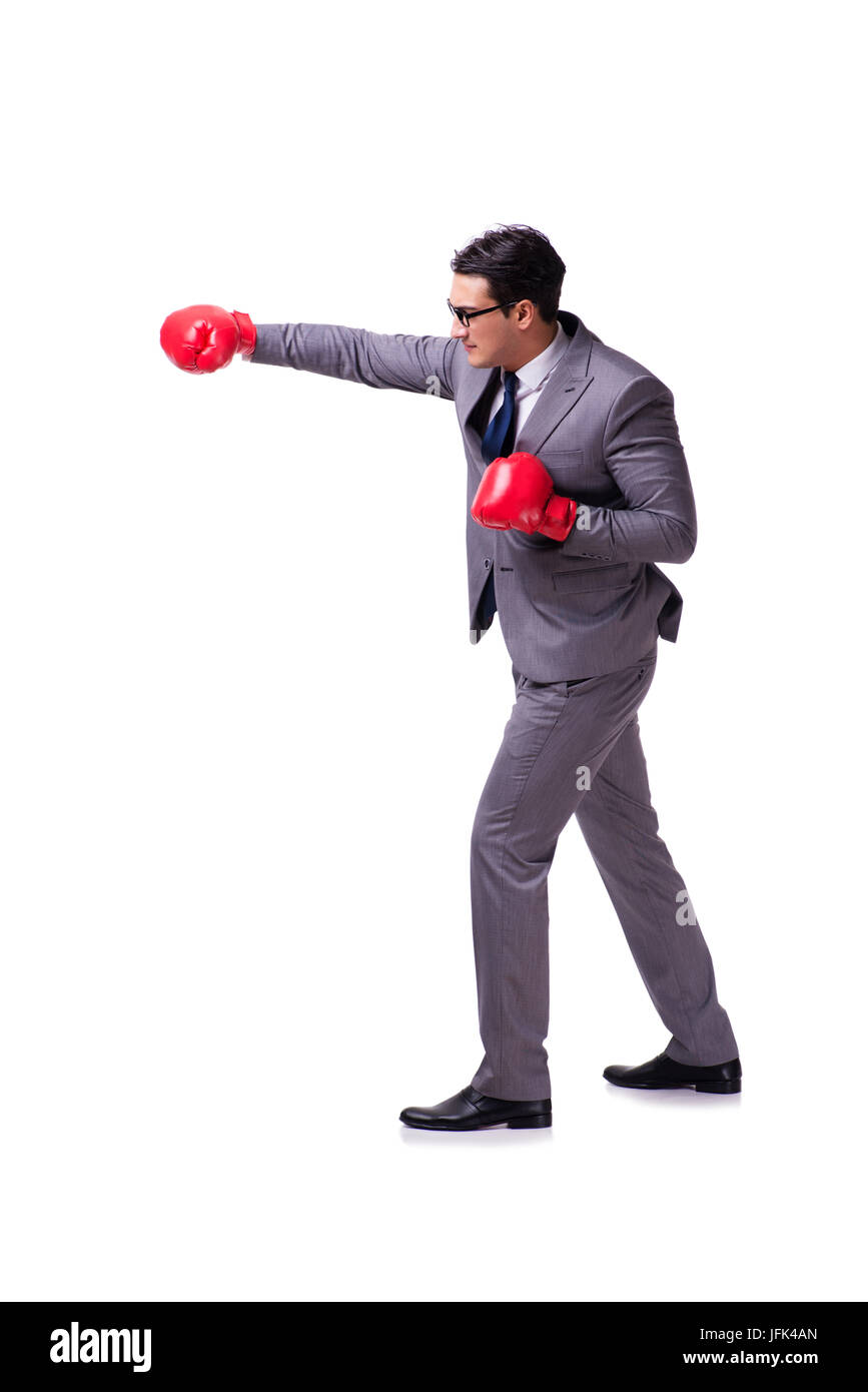 Businessman boxing isolated on the white background Stock Photo - Alamy