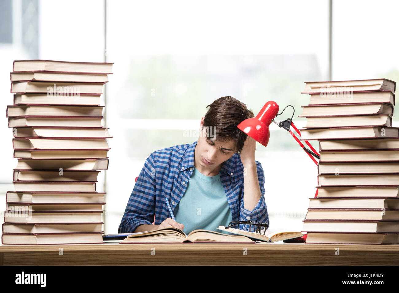 Young man student preparing for college exams Stock Photo - Alamy