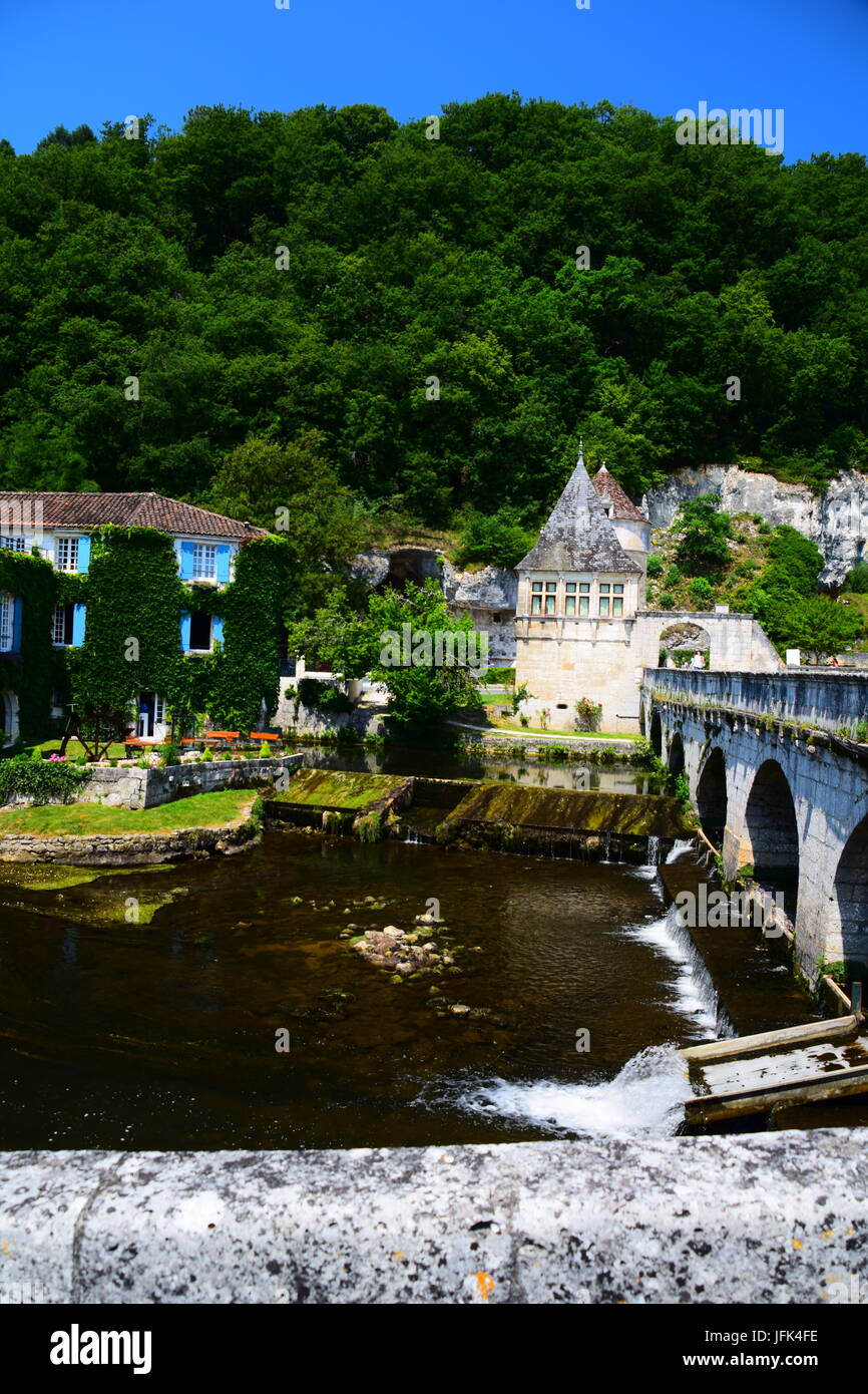 The beautiful village of Brantome in the Dordogne region of France ...