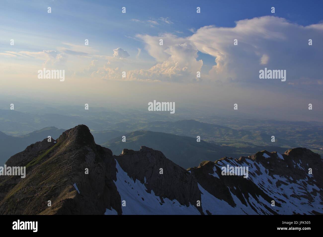 Mount Girenspitz and summer clouds. View from Mount Santis, Switzerland ...
