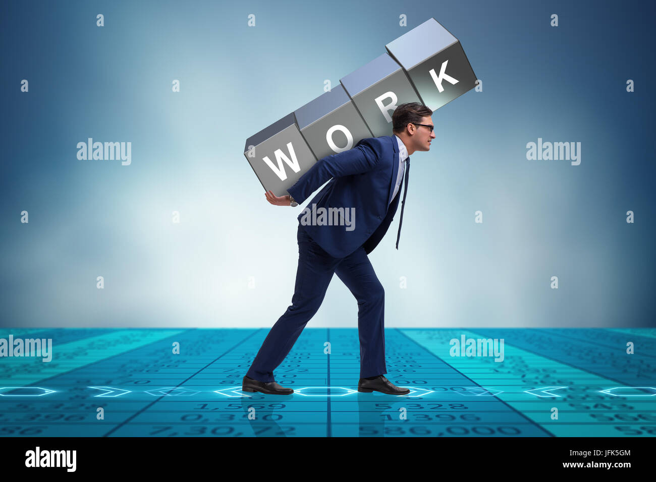 Businessman working too hard in business concept Stock Photo - Alamy