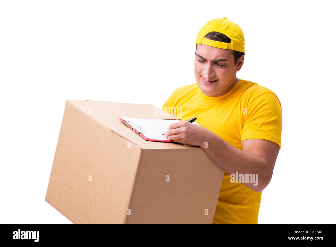 Delivery boy hold box hi-res stock photography and images - Alamy