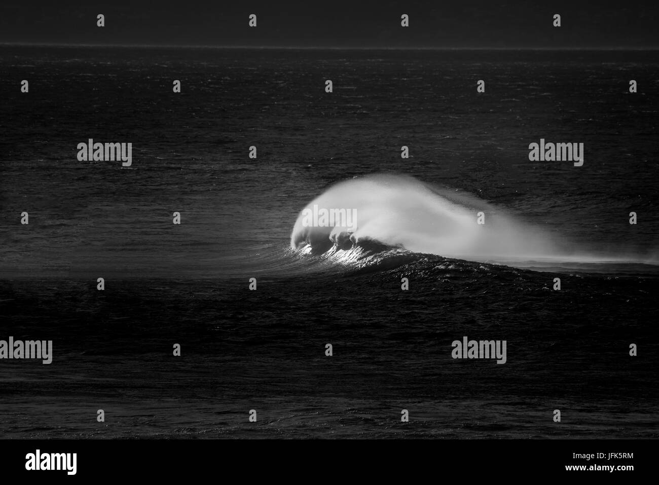 Off shore wind blowing tops of waves. As seen from Hookalpa Lookout ...