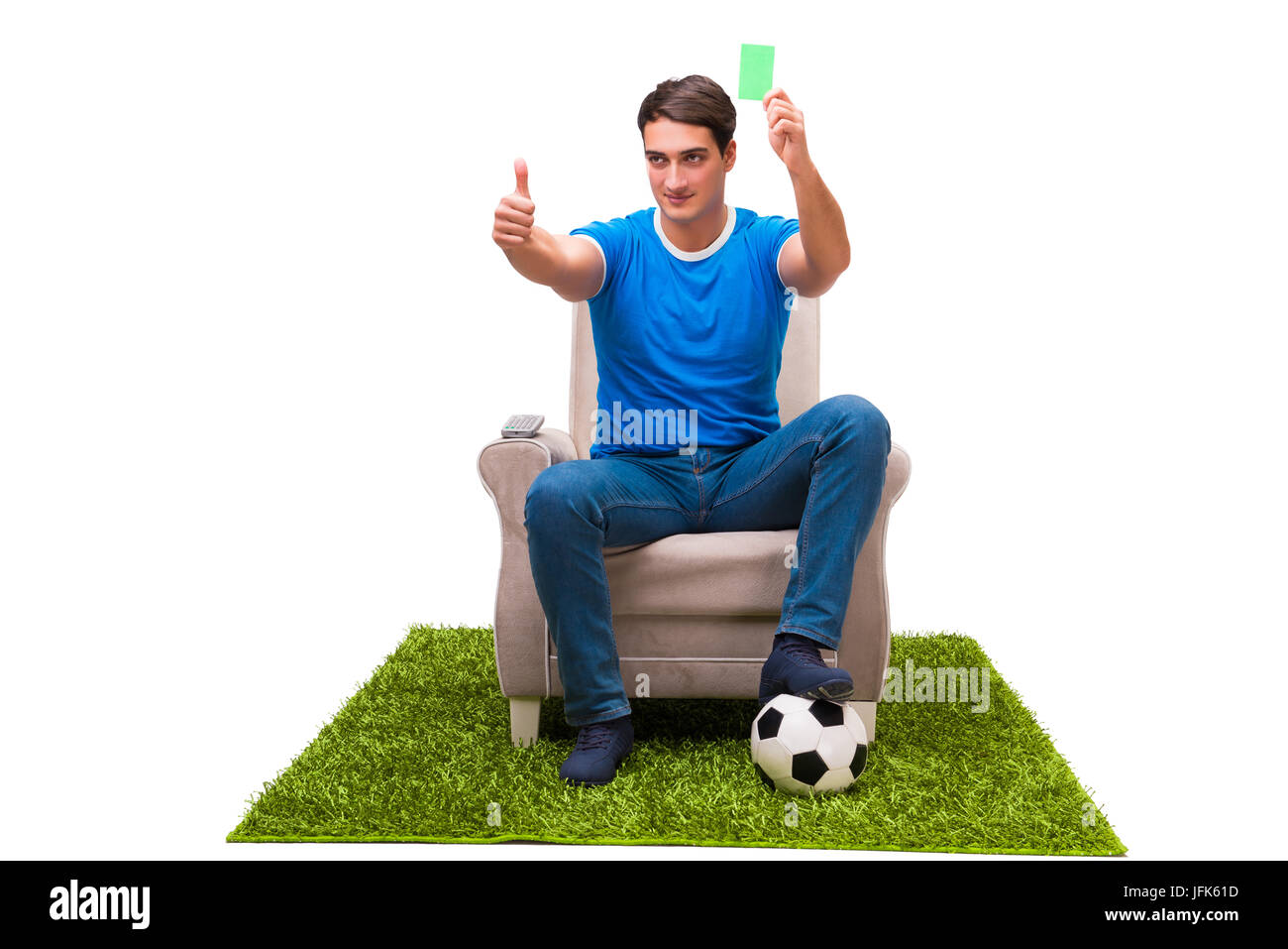 Man watching sports isolated on white background Stock Photo - Alamy