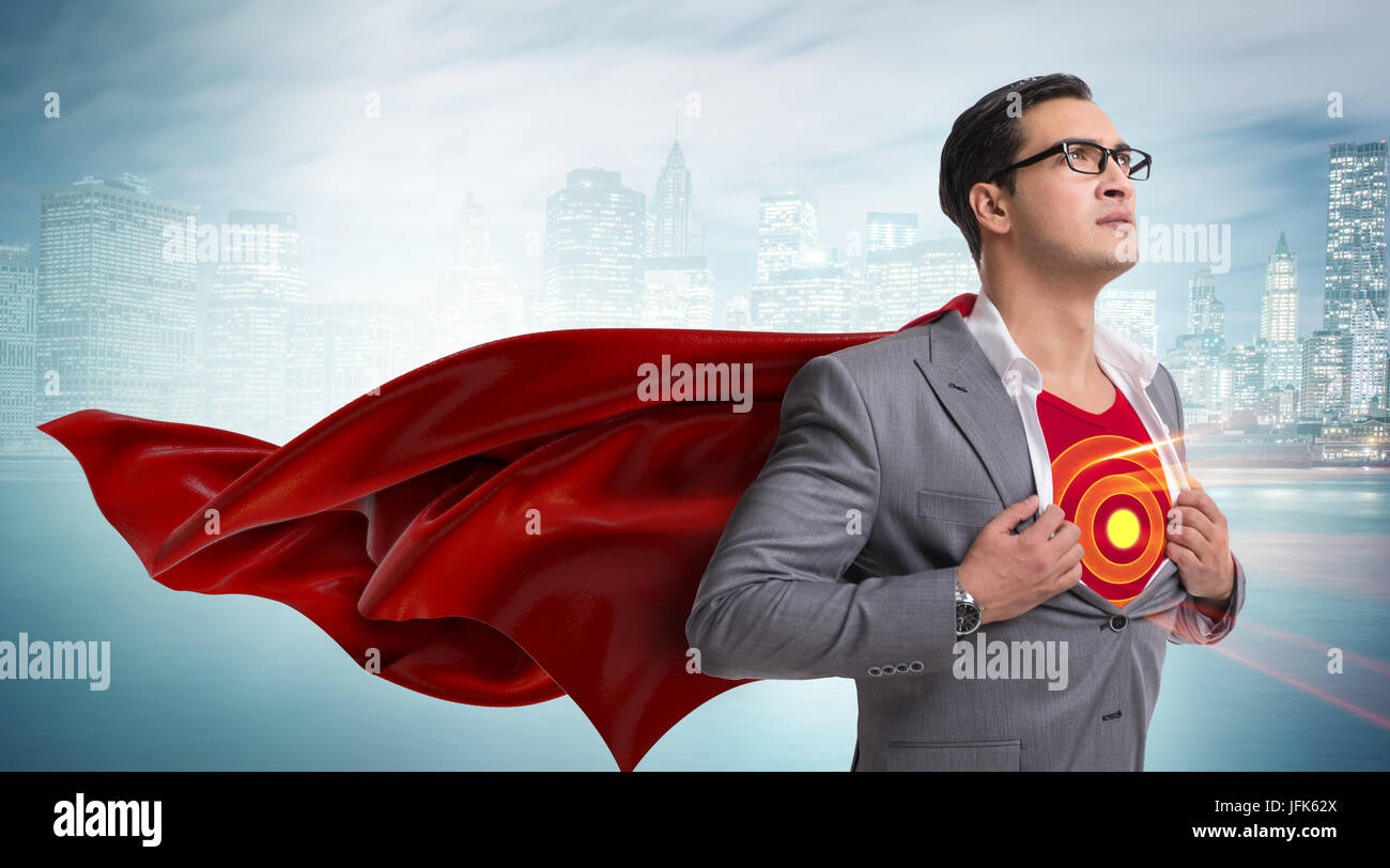Businessman in superhero concept with red cover Stock Photo - Alamy