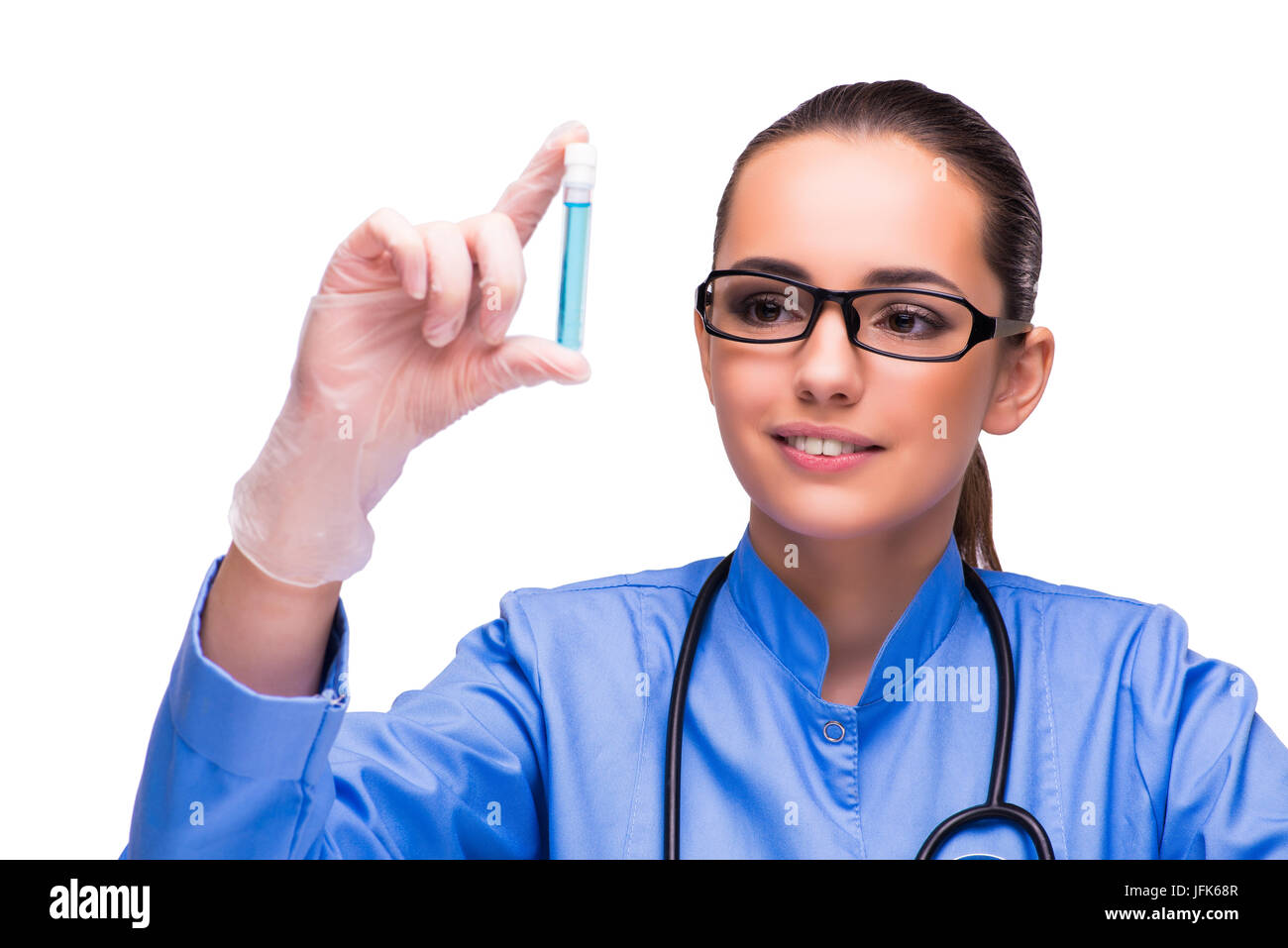 Young female doctor in lab isolated on white Stock Photo - Alamy