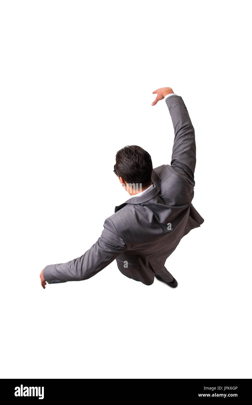 Falling businessman isolated on the white background Stock Photo - Alamy